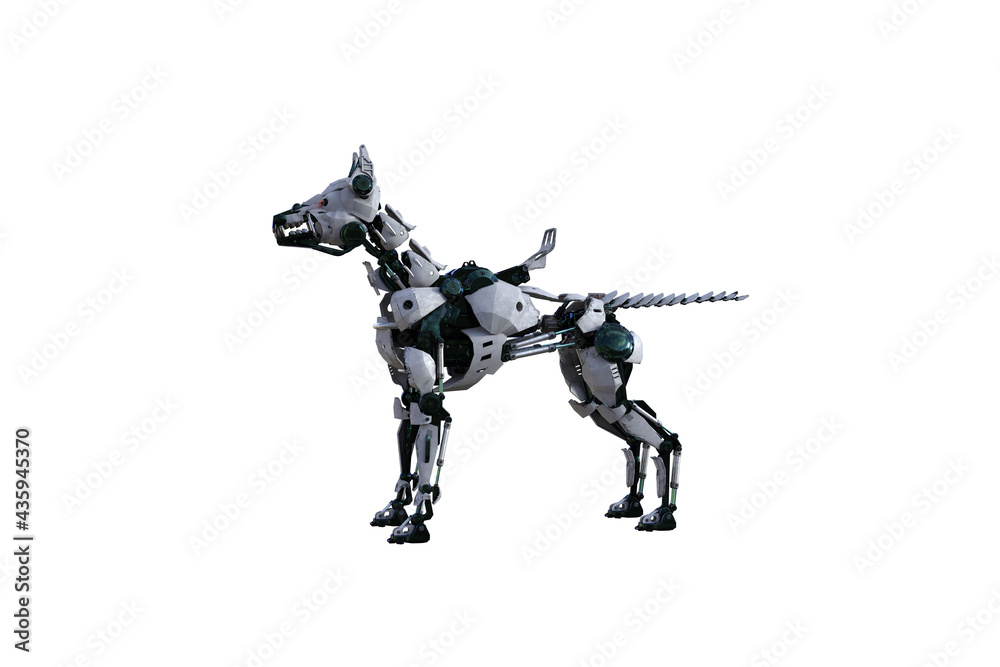 Cyborg dog with various poses for using a collage. Cyborg dog with ...