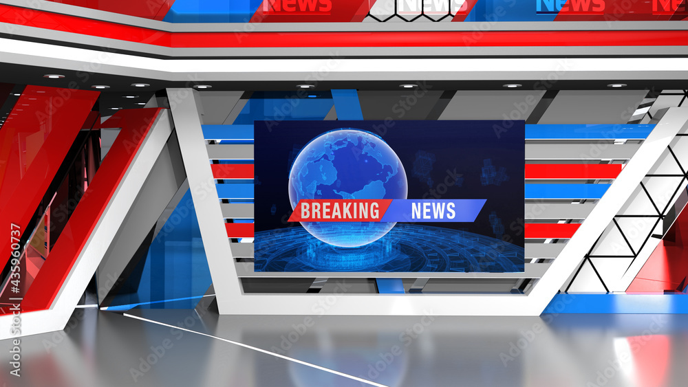 News Studio, Backdrop For TV Shows .TV On Wall.3D Virtual News Studio ...