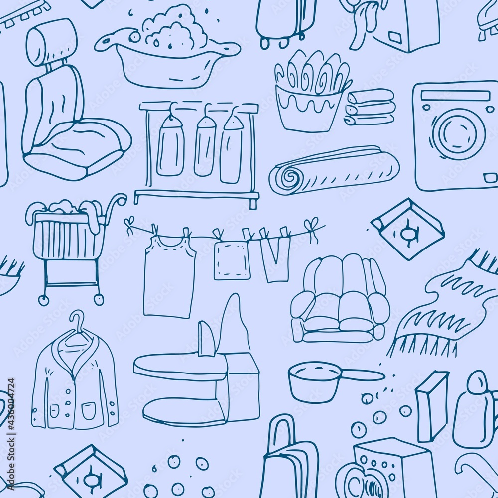Dry cleaning of clothes, furniture, carpets, washing, cleaning, doodle ...