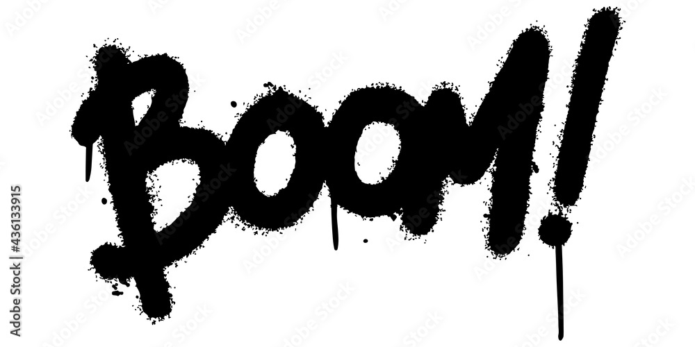 graffiti boom word sprayed isolated on white background. Sprayed boom ...