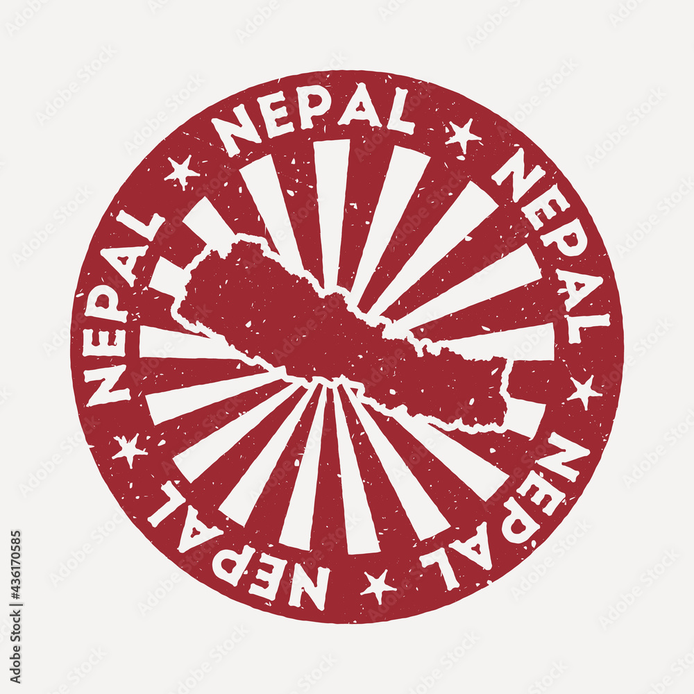 Nepal stamp. Travel red rubber stamp with the map of country, vector ...