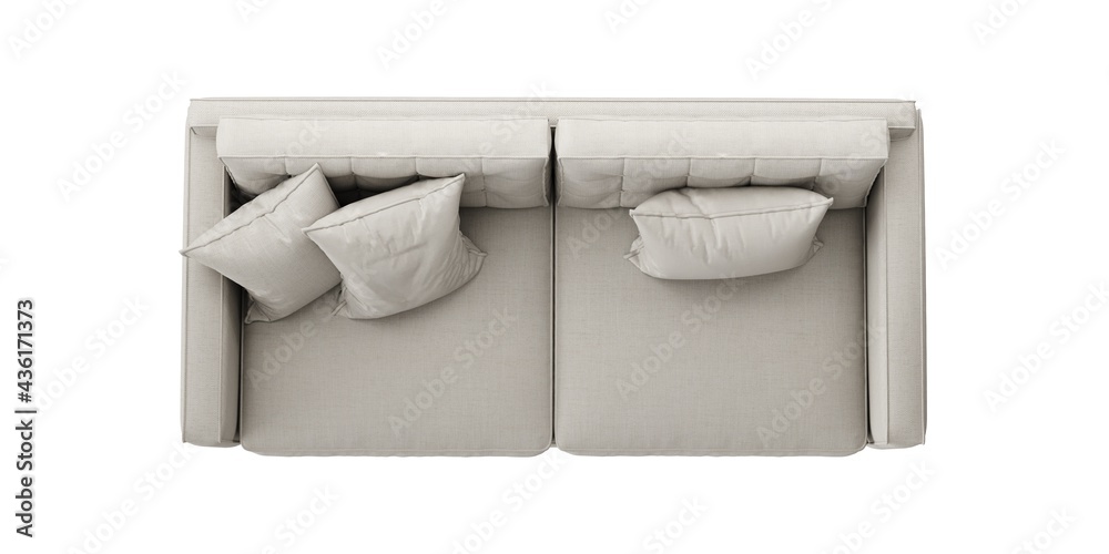 2 seat fabric beige color sofa with wood legs on white background. top ...