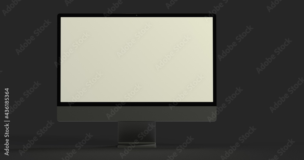 Computer display mock up with blank white screen. Stylish desktop ...