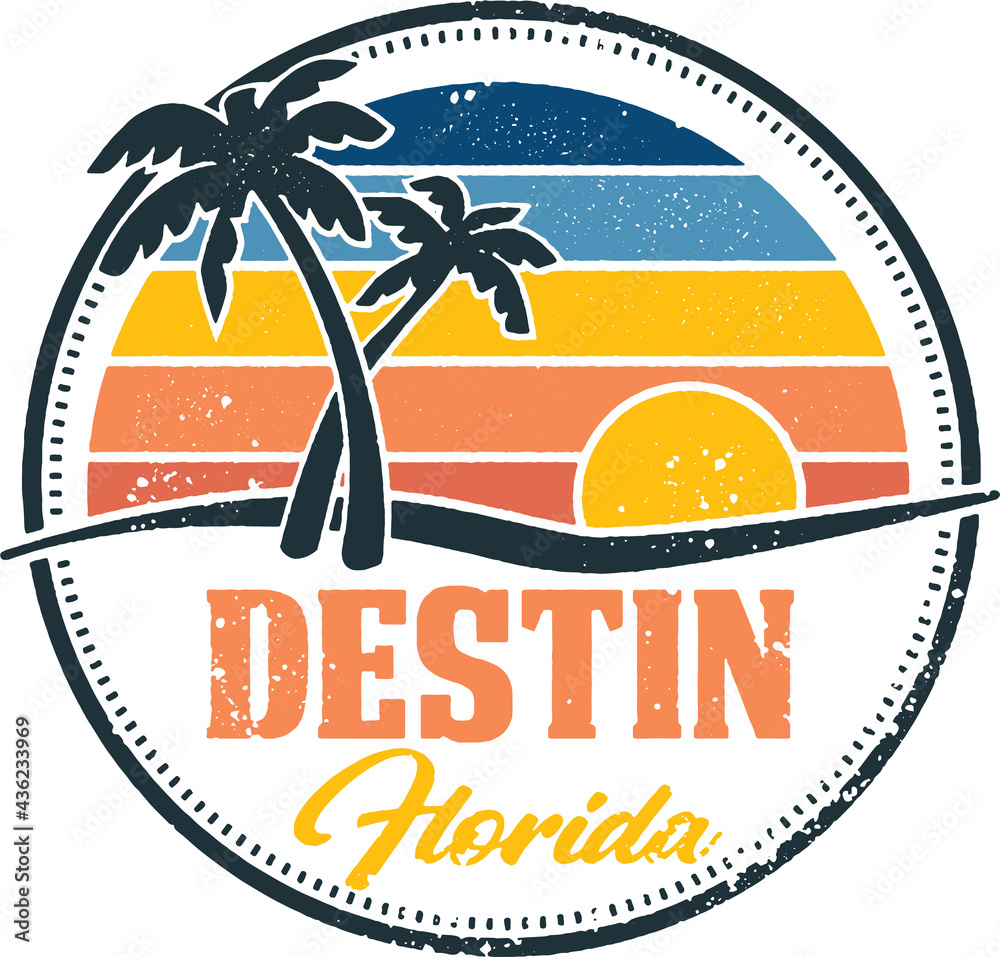 Destin Florida Beach Vintage Travel Stamp Stock Vector | Adobe Stock