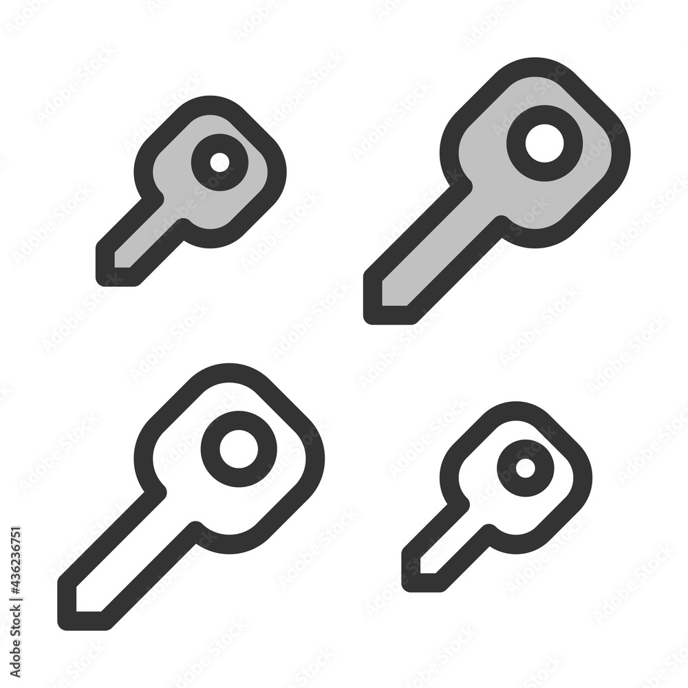 Pixel-perfect linear icon of key built on two base grids of 32x32 and ...