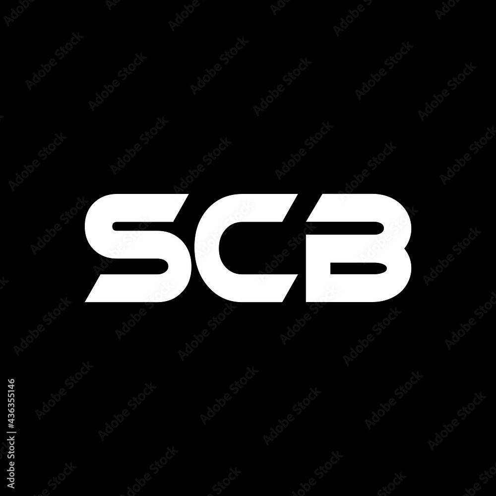 SCB letter logo design with black background in illustrator, vector ...