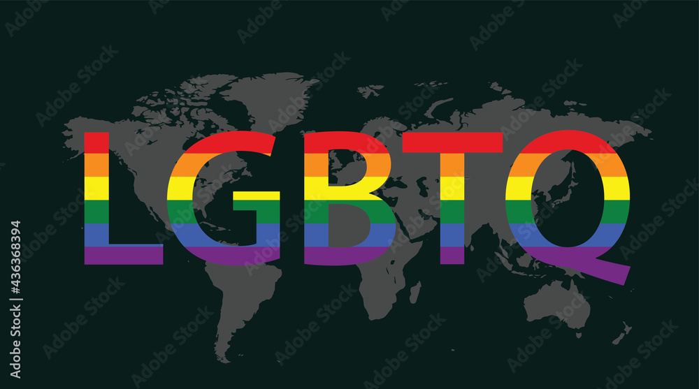 Vector image of a LGBTQ symbol. Rainbow world map, The most widely ...