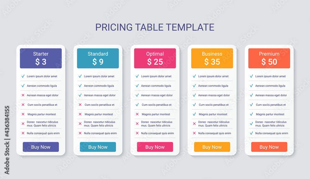 Стоковий вектор Table chart template. Price comparison layout. Vector ...
