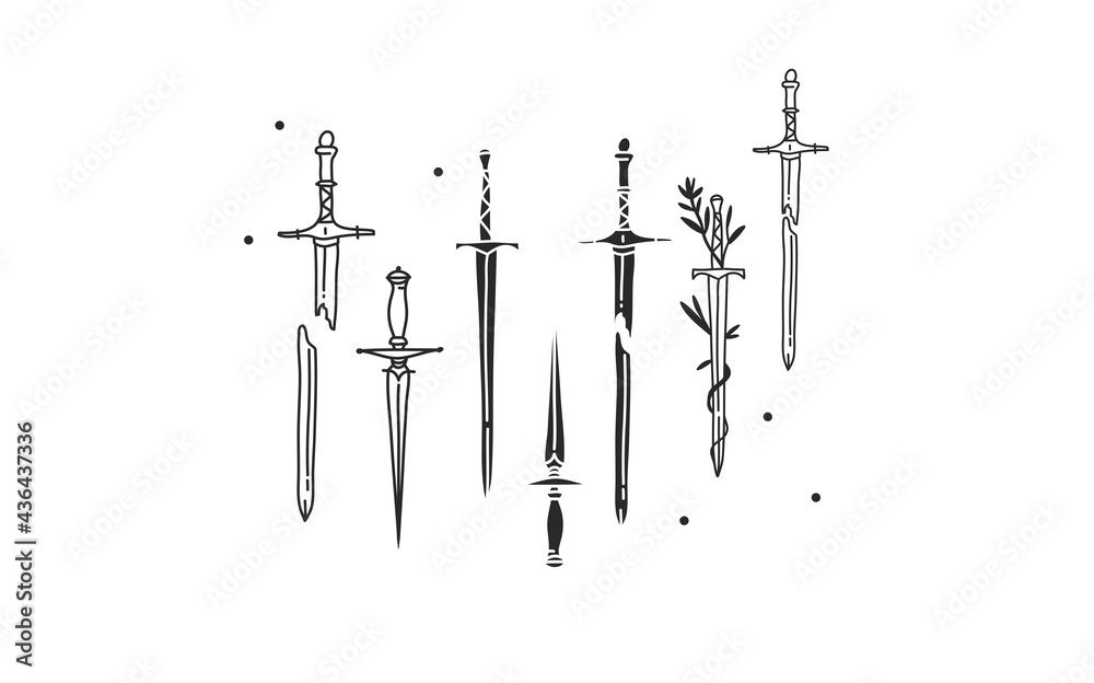 Hand drawn vector abstract stock flat graphic illustration with sacred ...