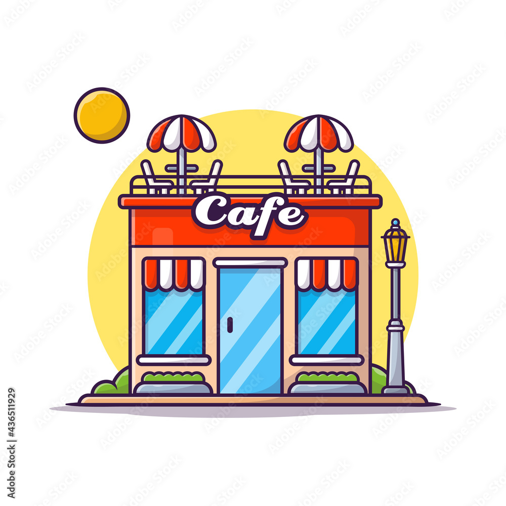 Street Cafe Building Cartoon Vector Icon Illustration. Business ...