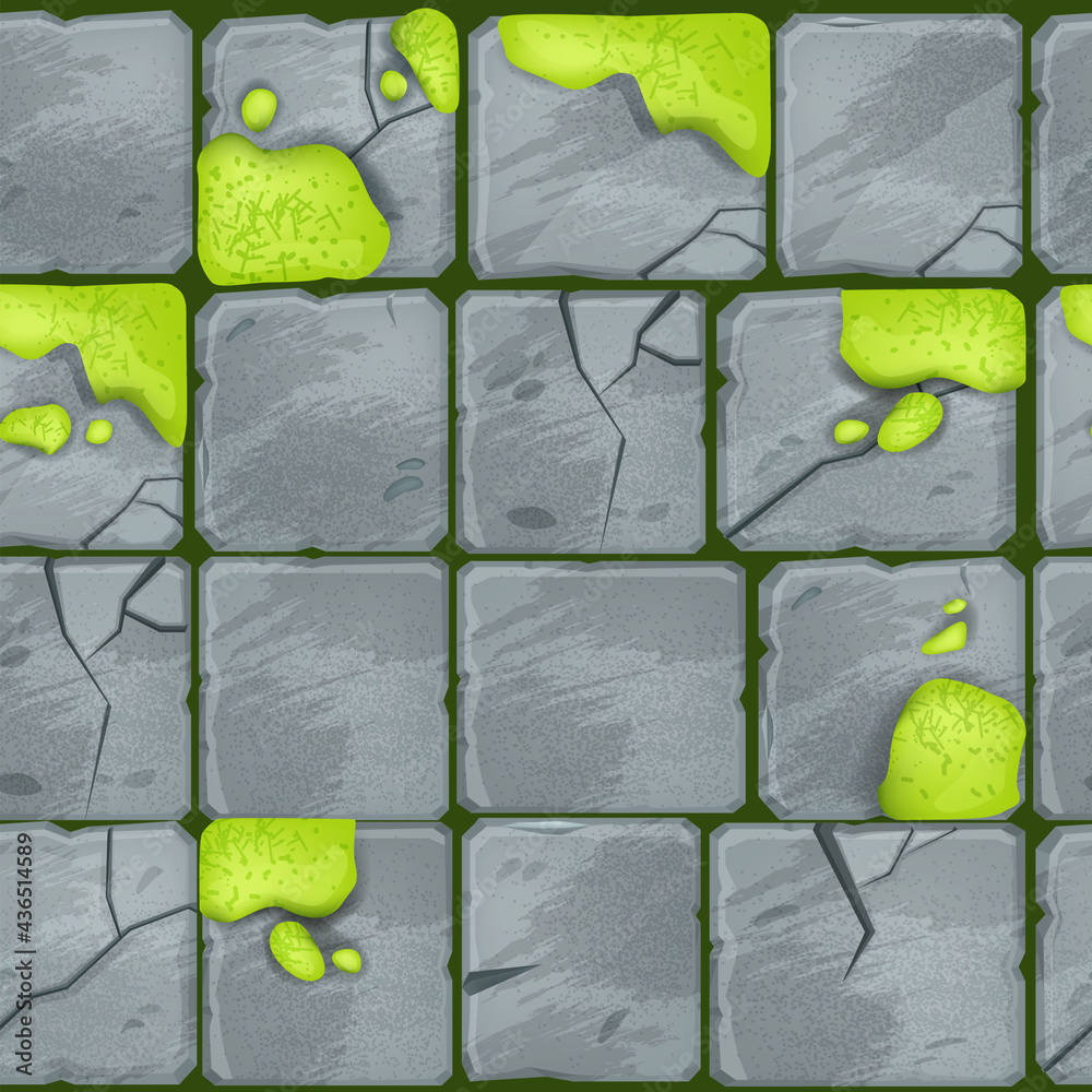 Stone pavement tiles texture, cartoon floor seamless pattern, rock ...
