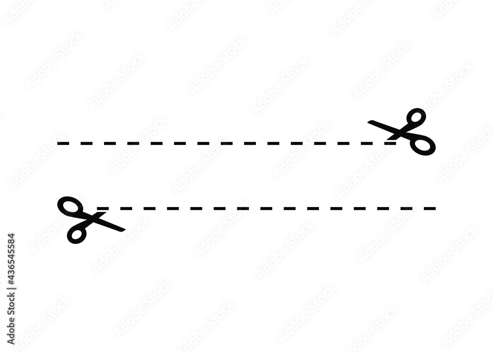 scissor cut line vector png and eps Stock Vector | Adobe Stock