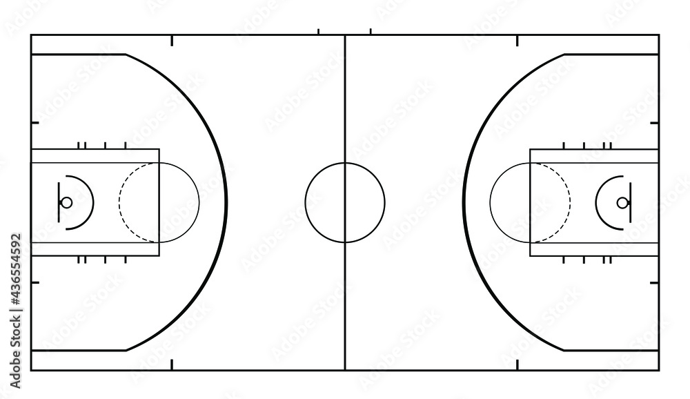 Diagram of basketball court vector illustration isolated on white ...