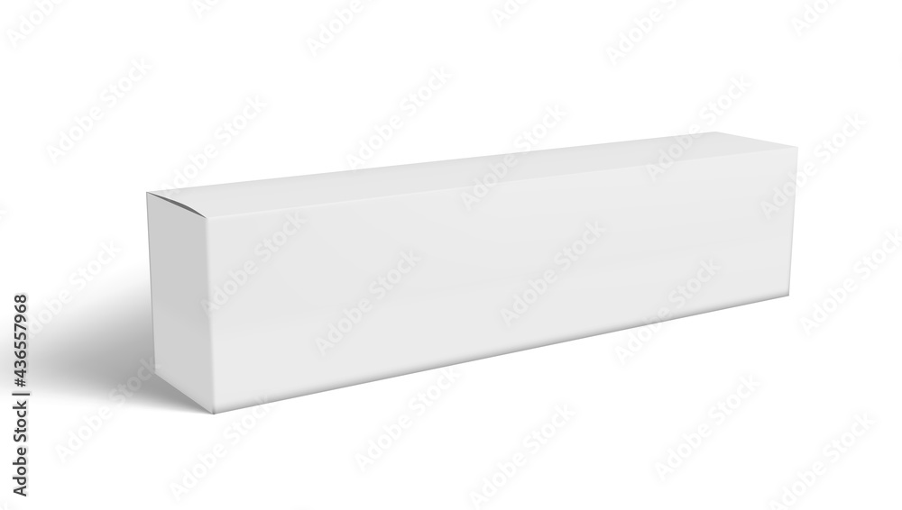3D White Long Cardboard Closed Box With Shadow Stock Vector | Adobe Stock
