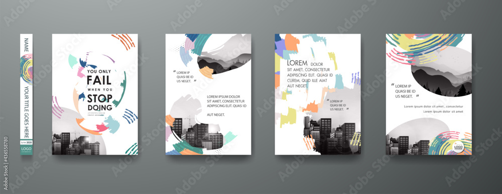 Portfolio design vector set. Abstract paint brush graphic gradient ...