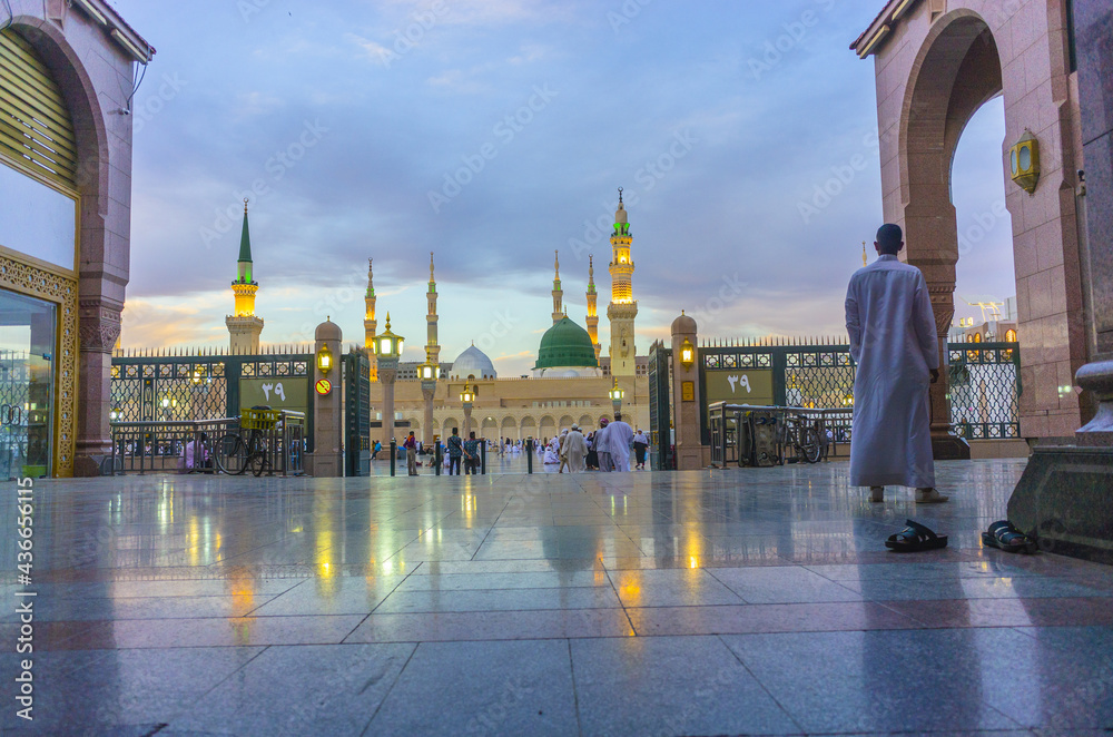The Beautiful Green Dome of Masjid al Nabawi Stock Photo | Adobe Stock
