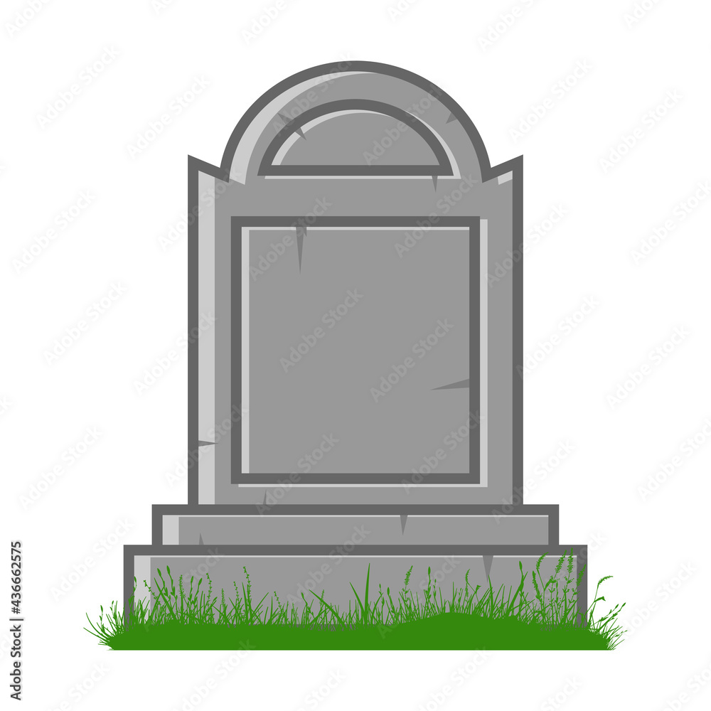 Grave with green grass vector cartoon illustration isolated on a white ...