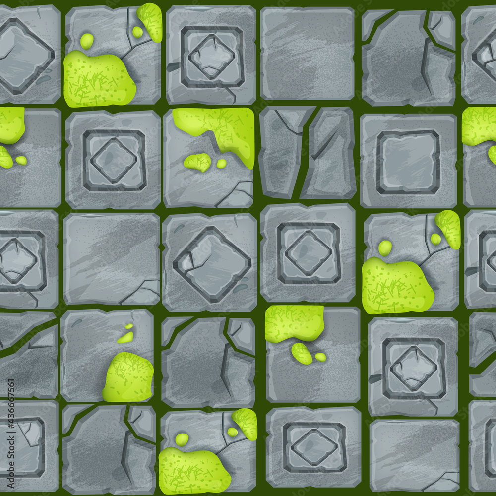 Stone pavement texture, floor vector tiles seamless pattern, brick ...