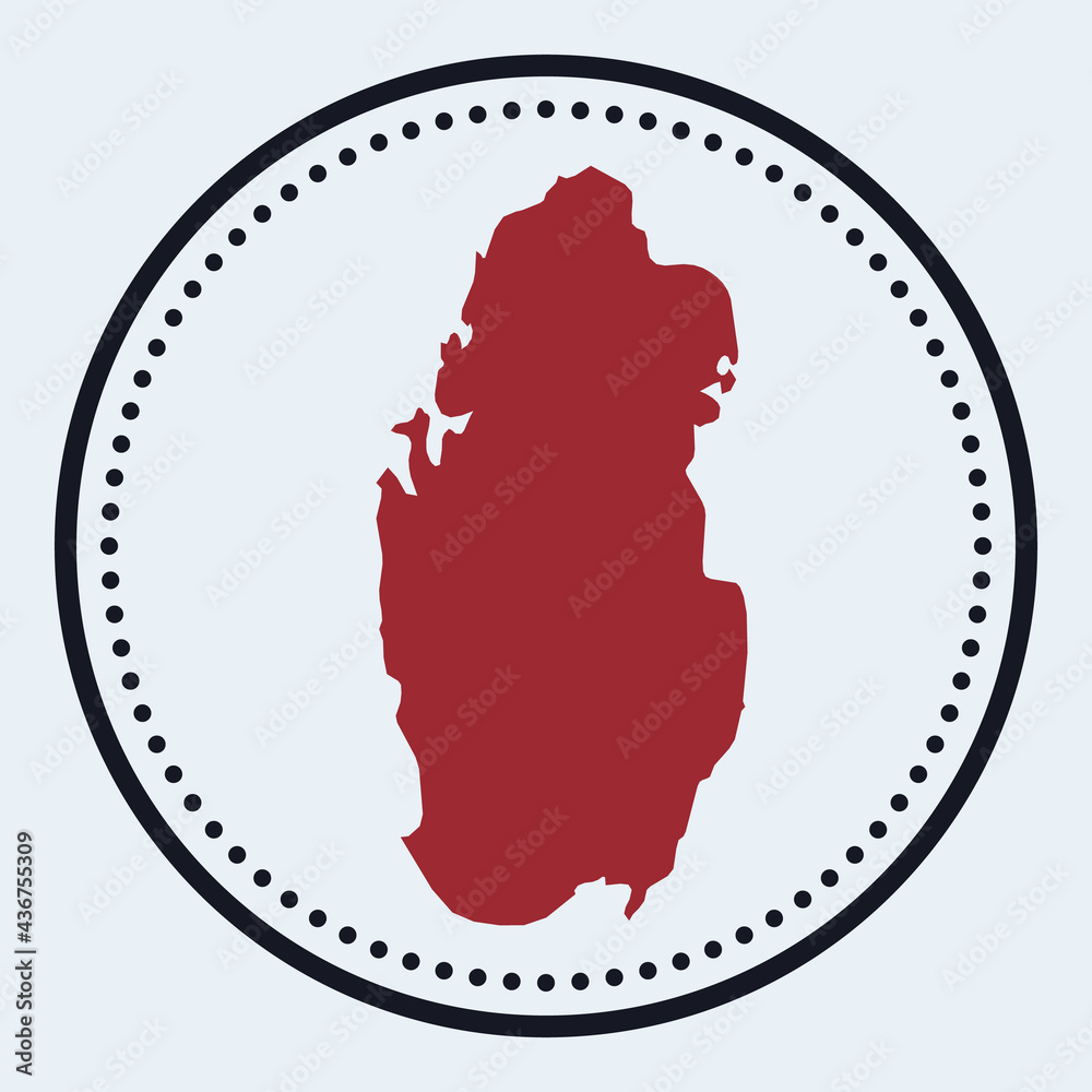 Qatar round stamp. Round logo with country map and title. Stylish ...