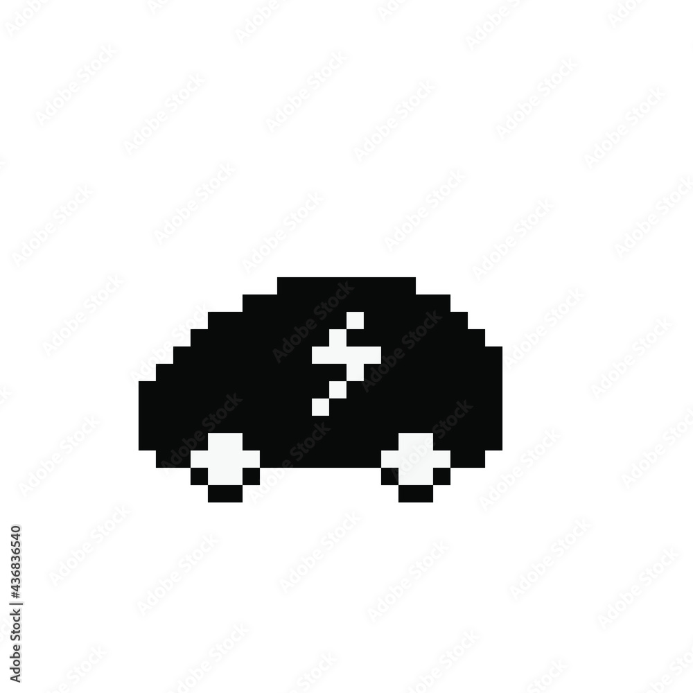 The car doesn't use gas. Electric powered car pixel art. Electric car ...