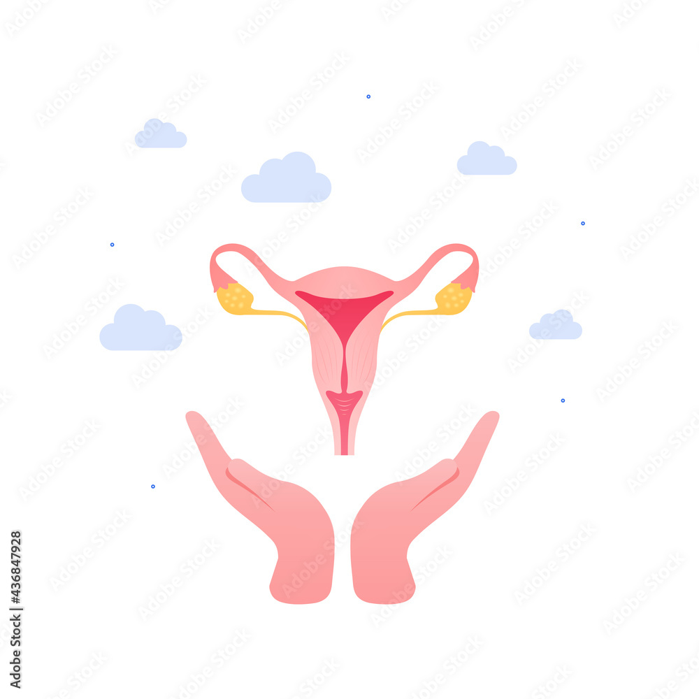 Gynecology and female reproductive system concept. Vector flat medical ...