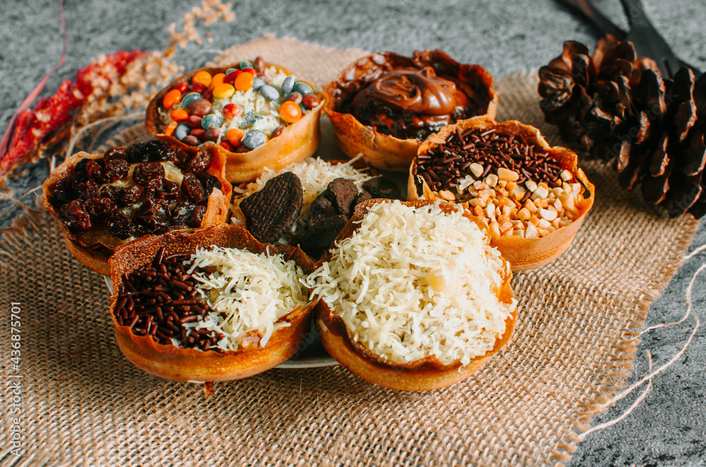 Martabak Manis is Indonesia dessert. Sweet Martabak with chocolate ...