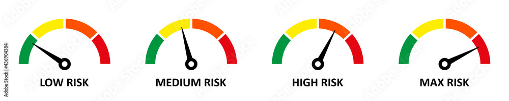 Set of colorful speedometer icons. Speedometer or tachometer signs ...