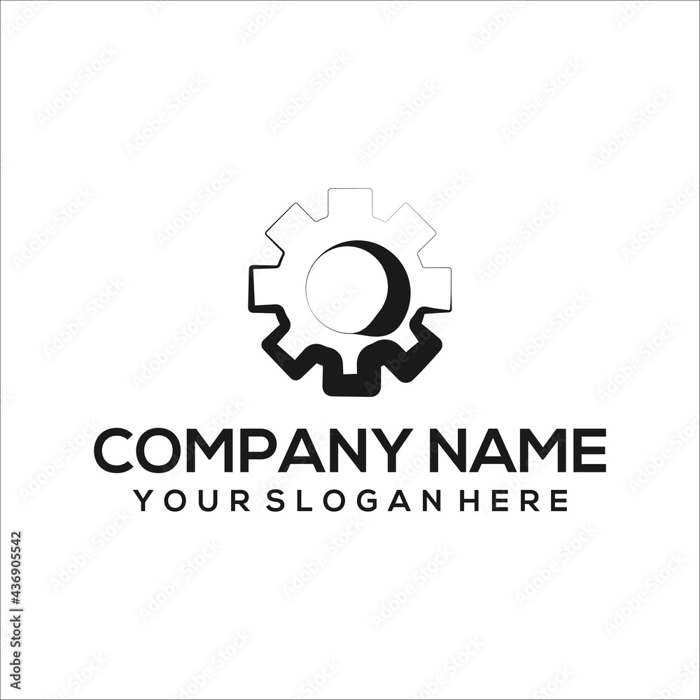 Gear logo simple symbol vector line art style Stock Vector | Adobe Stock