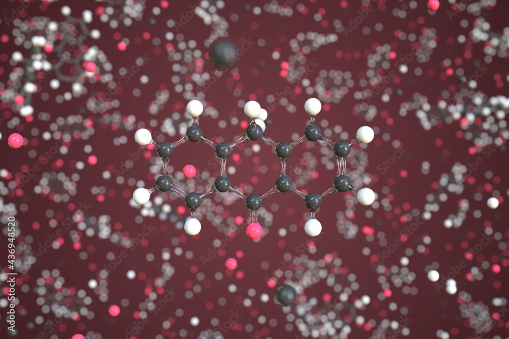 Molecule of anthrone, conceptual molecular model. Conceptual 3d ...