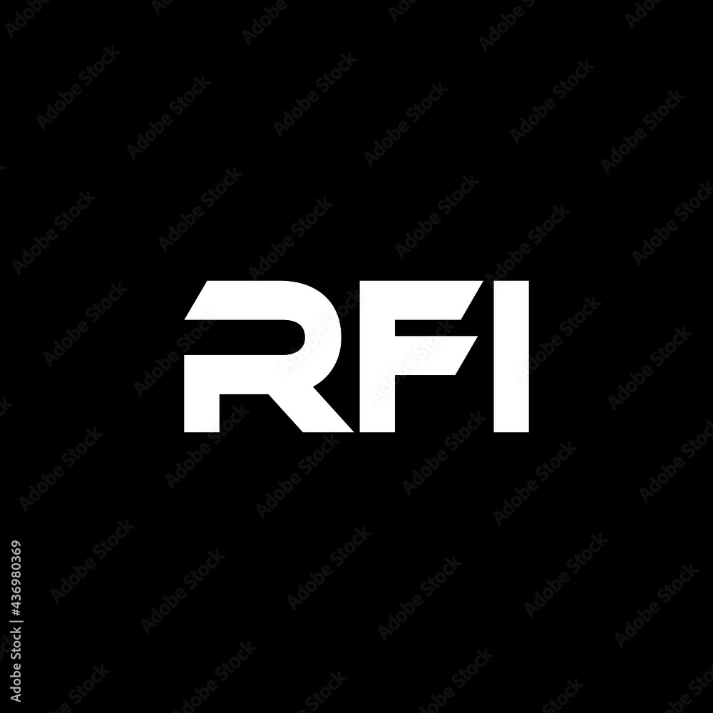 RFI letter logo design with black background in illustrator, vector ...