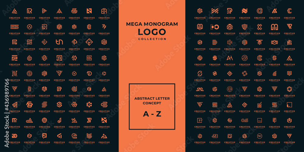 Mega logo collection a to z monogram, abstract, initial, alphabet, and ...