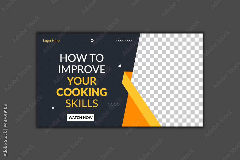 Cooking Youtube Thumbnail Template and Web Banner Design Stock Vector ...