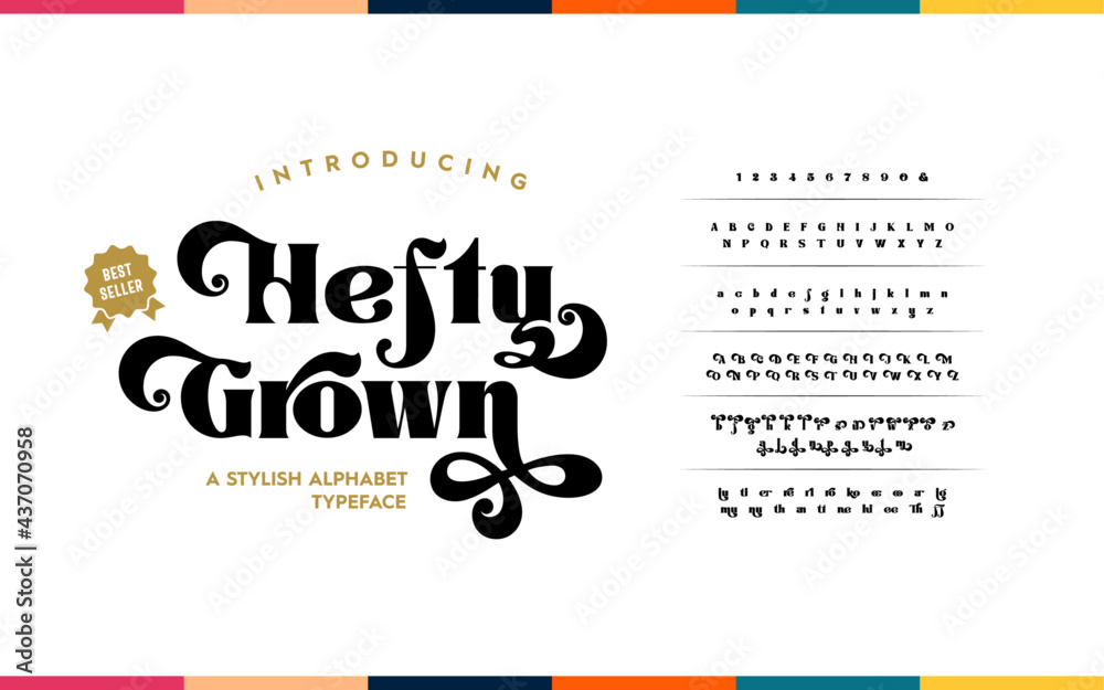 Alphabet typeface script style. Vector illustration fonts a to z and ...