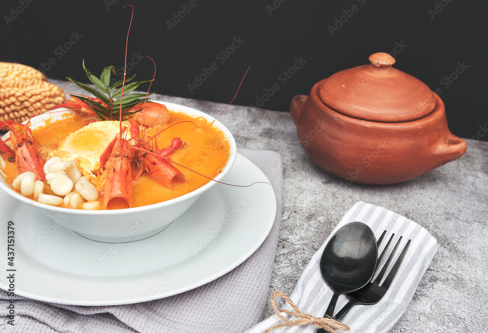 Peruvian Food: Prawns soup, called "Chupe de Camarones", seafood, top ...