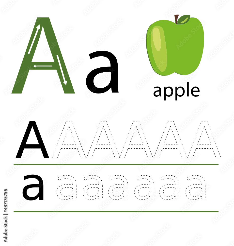 Letter A. Dot to dot educational game for kids. Trace line worksheet ...