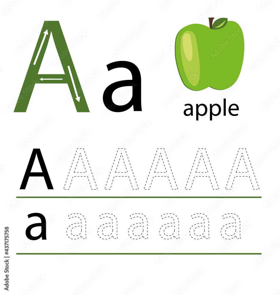 Letter A. Dot to dot educational game for kids. Trace line worksheet ...