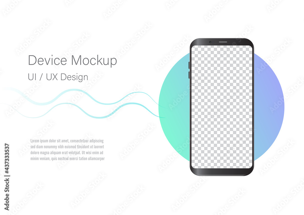 New realistic mobile black with blank screen, phone mockup. Template ...