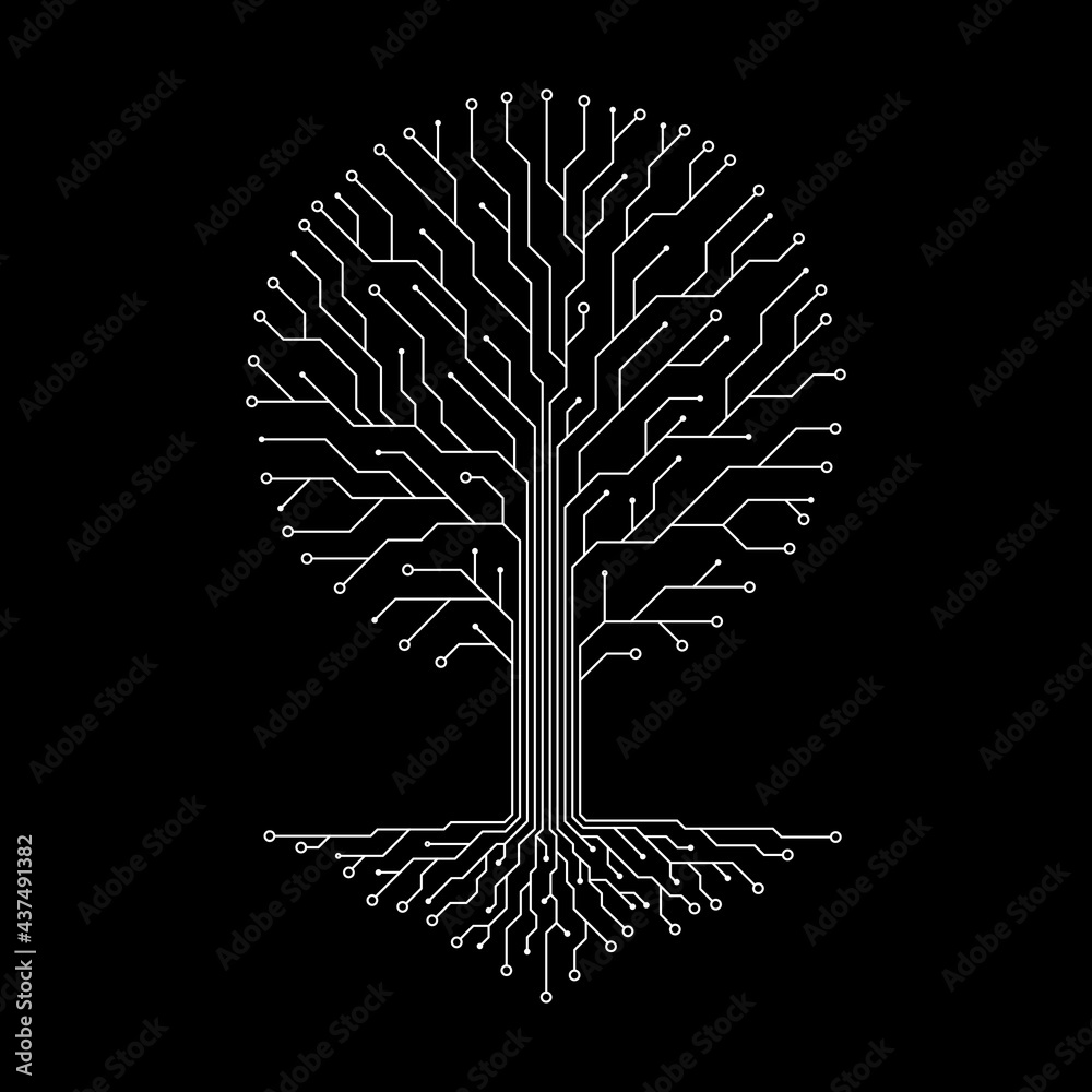 Tree shape symbol with circuit board. Abstract digital technology ...