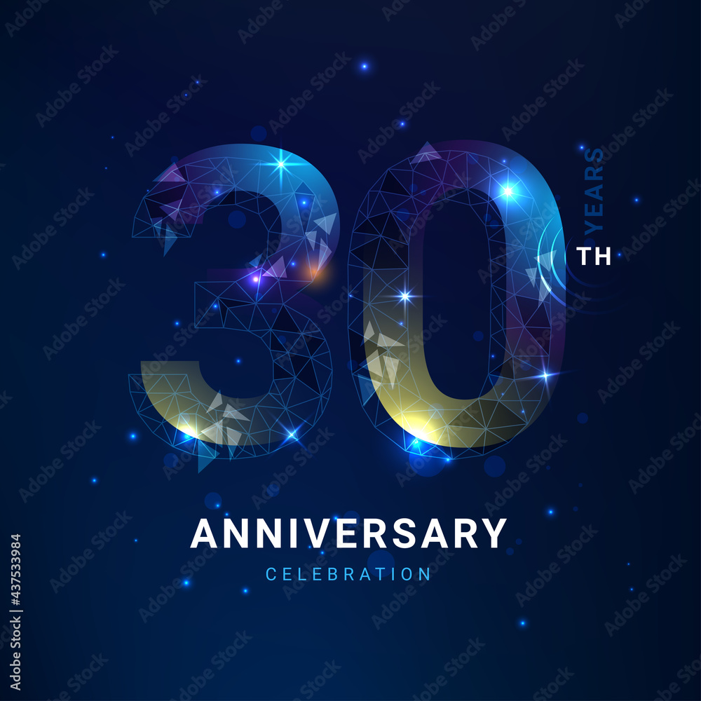 30 years anniversary logo template geometric line with star. Poster ...
