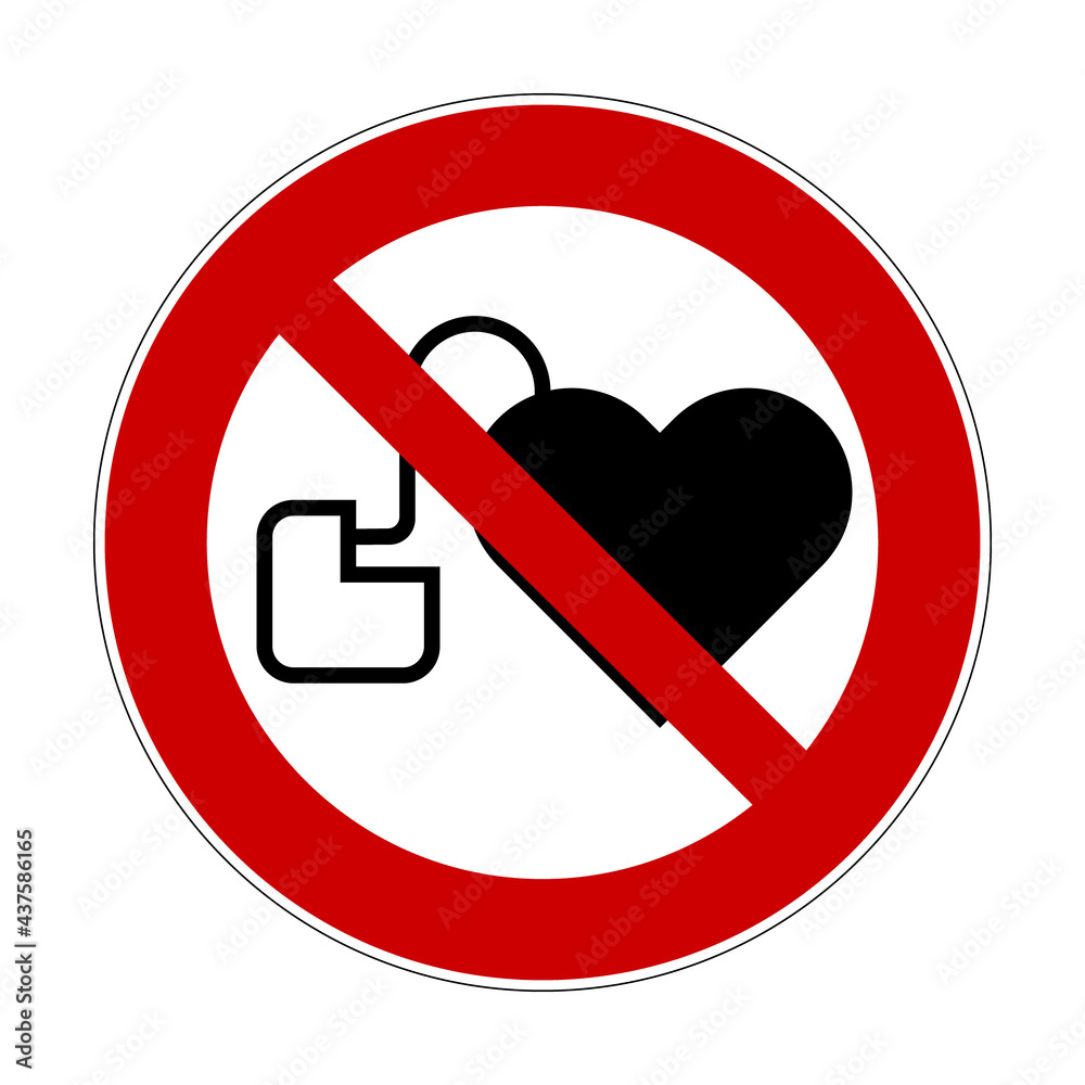 No access for people with active implanted cardiac devices sign. Vector ...