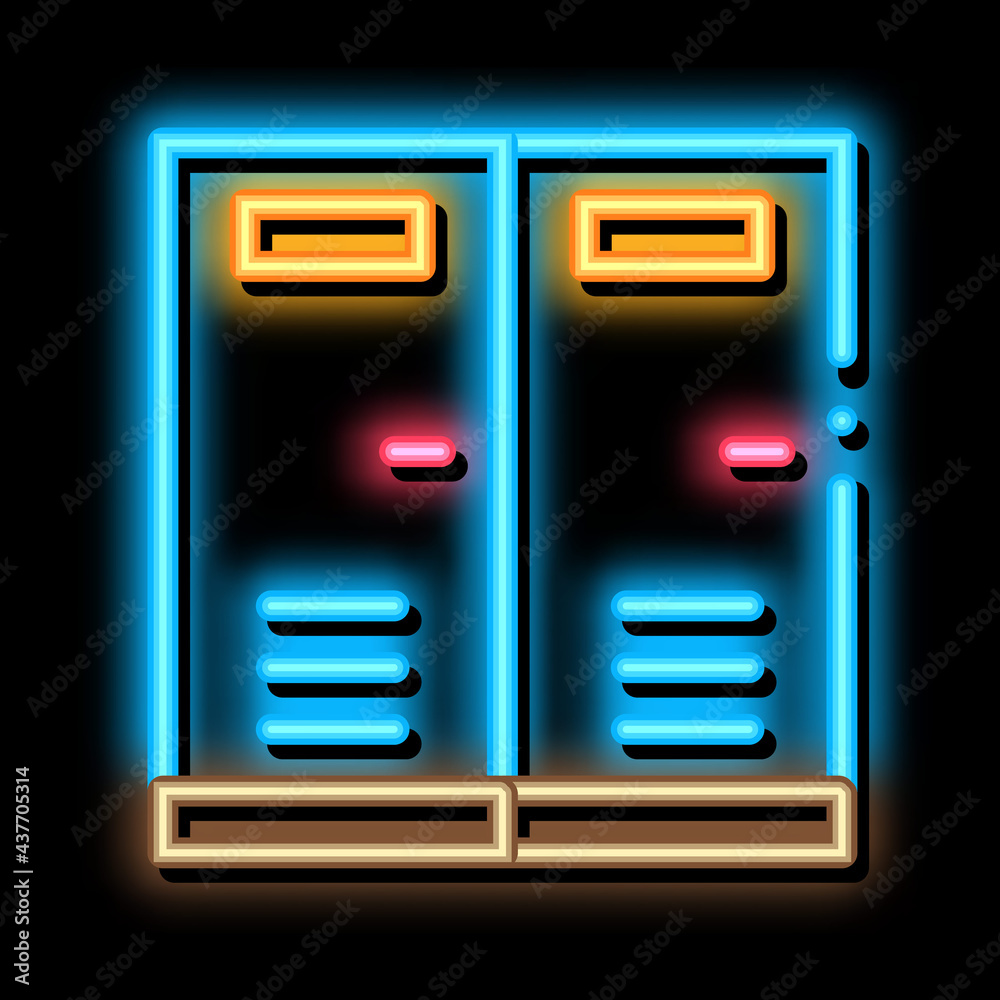Locker Rooms neon light sign vector. Glowing bright icon Locker Rooms ...