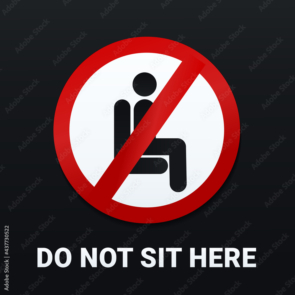 Do not sit here sign. Social distancing. Illustration vector Stock ...