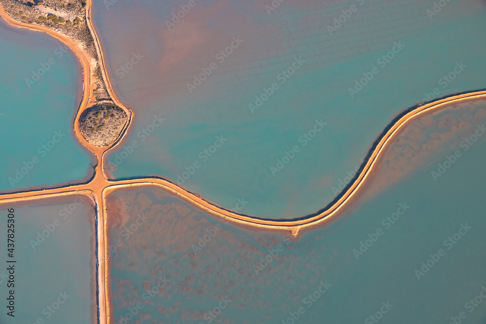 Sea water ponds of solar salt mine through sea water evaporation at ...