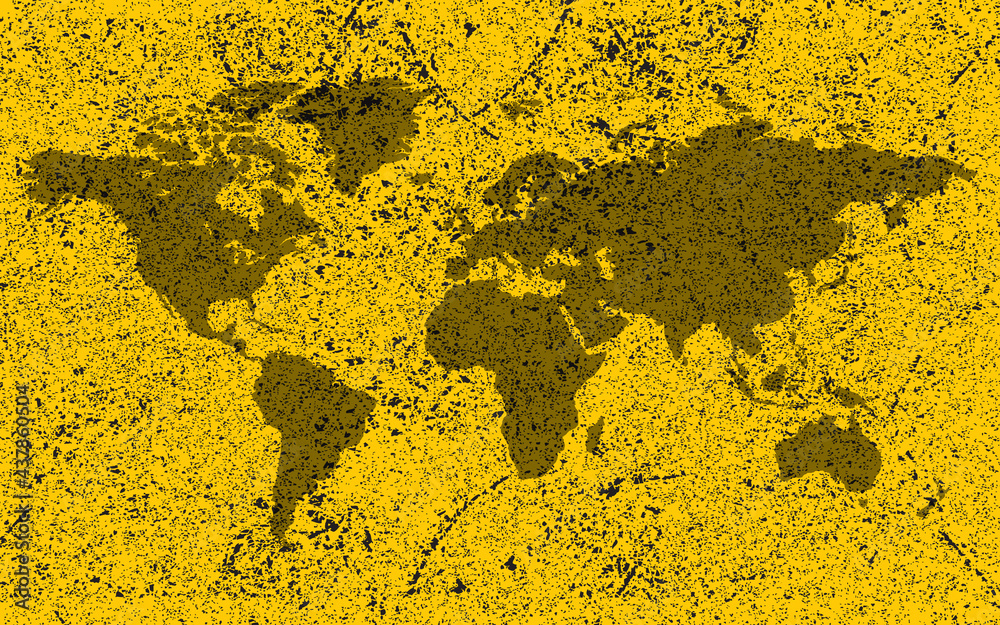 World map. Vector illustration of grunge world map wallpaper. Attention ...