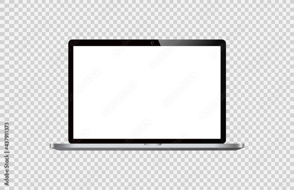 Laptop with blank screen isolate on png or transparent background for ...