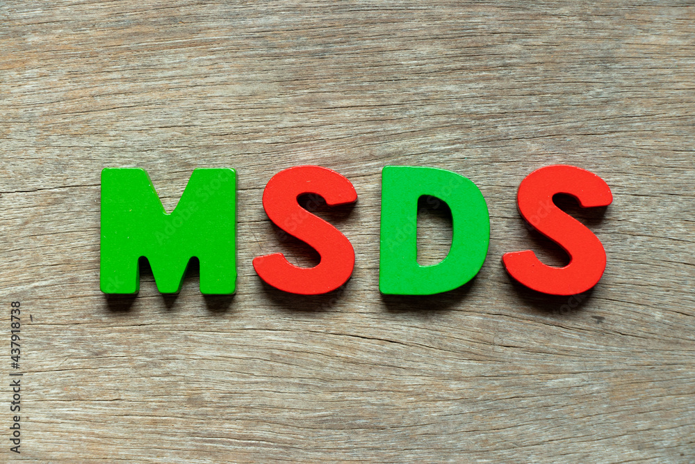 Color alphabet letter in word MSDS (Abbreviation of material safety ...