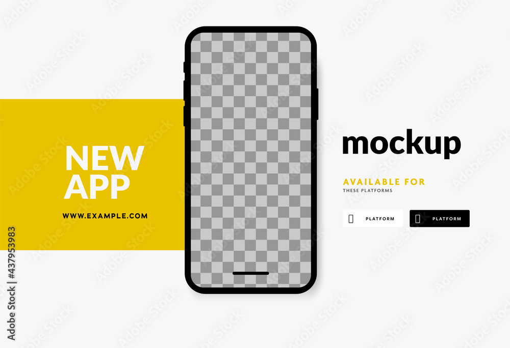 editable smartphone mockup template, big frame of mobile device for ...