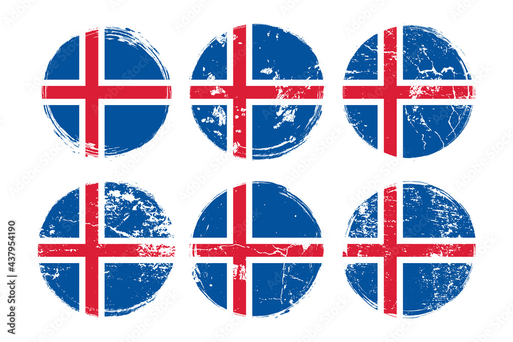 Stock-Vektorgrafik „Icelandic Flag grunge textures set. National flag ...