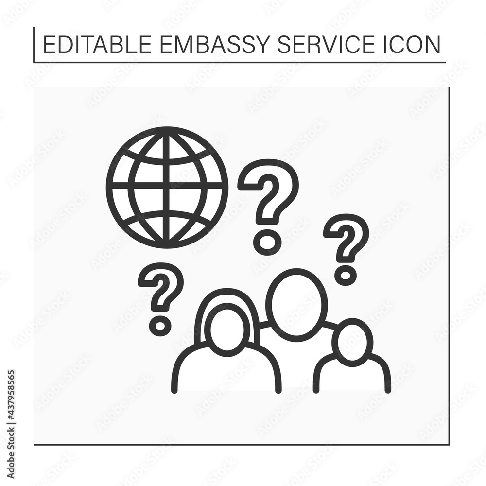 Child and family matters line icon. Intercountry adoption process ...