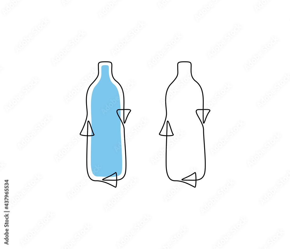 Contour Plastic bottle recycling symbol with arrows in one continuous ...